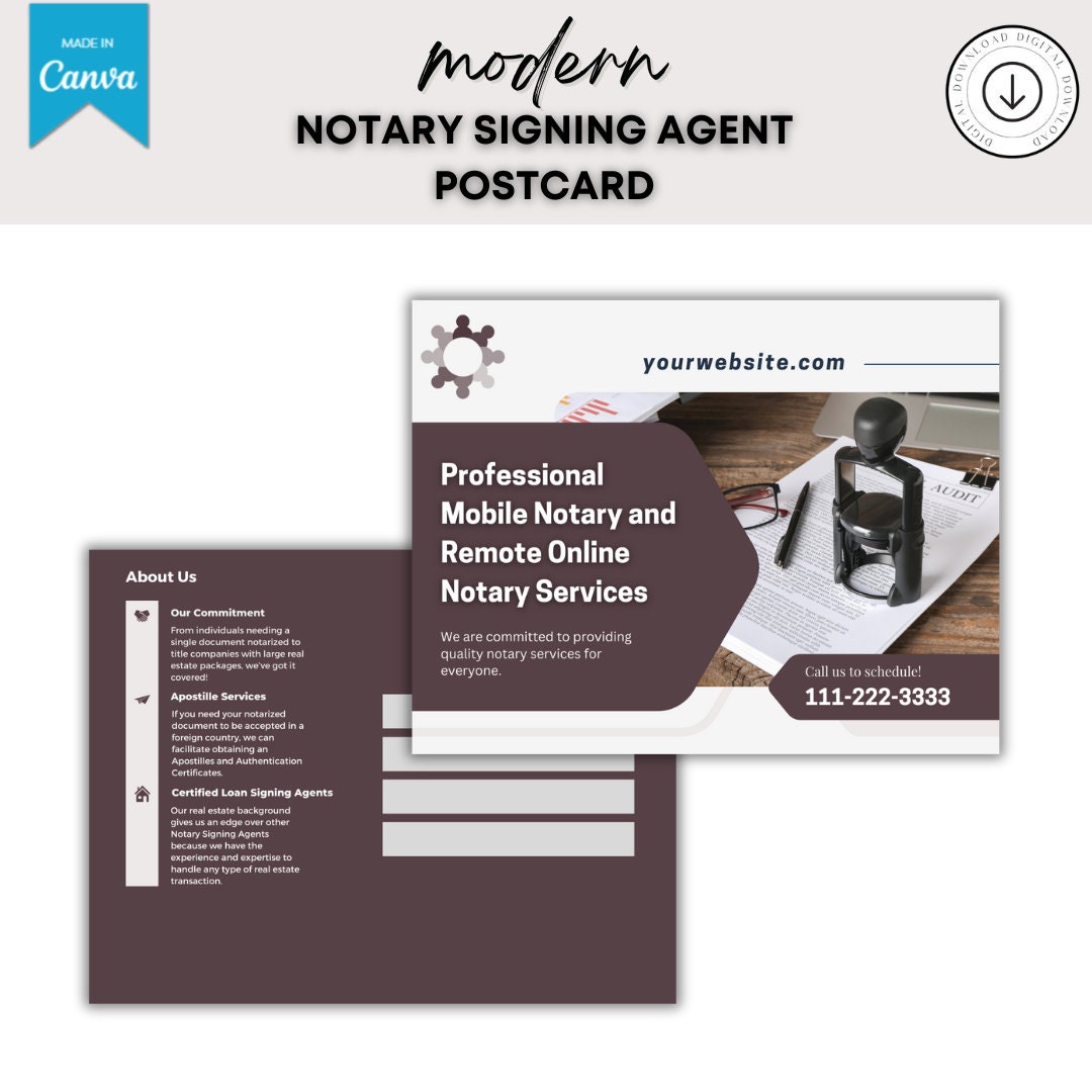 Notary Postcard | Signing Agent Postcard | Notary Postcard | Notary ...