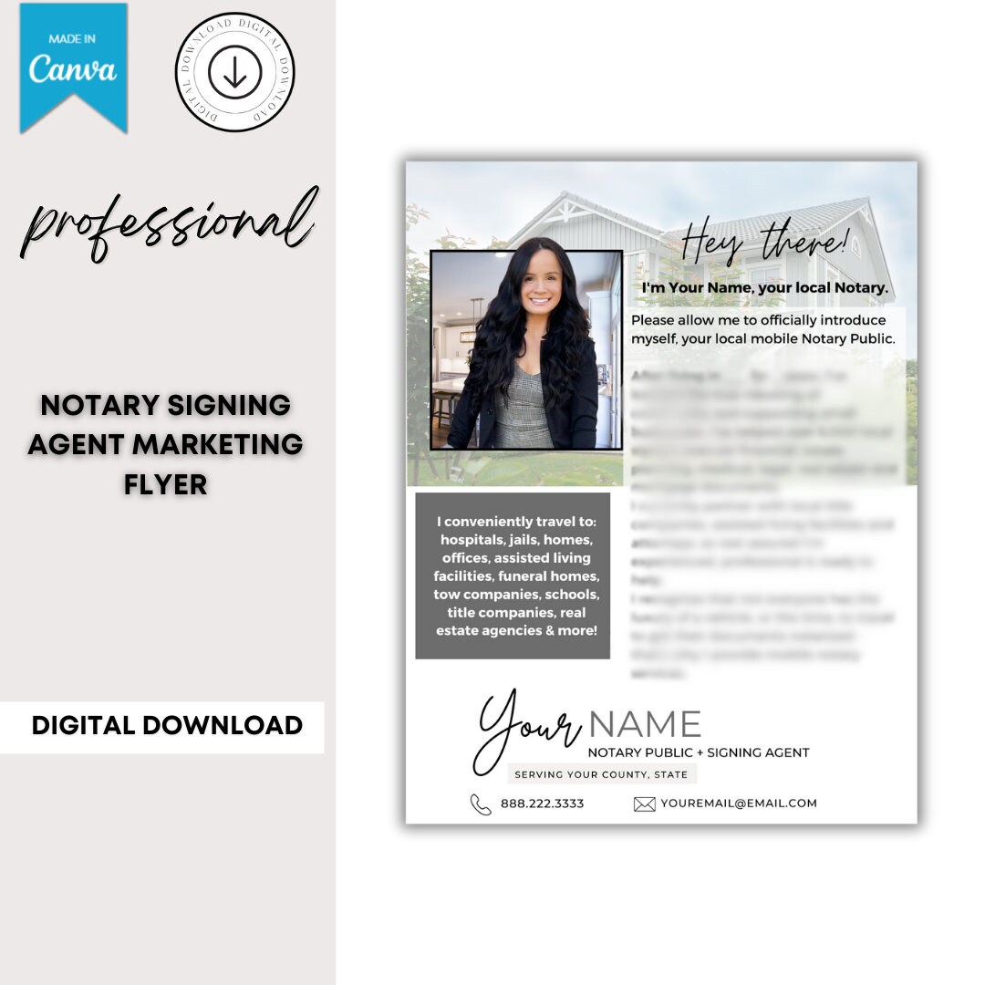 Notary Signing Agent Marketing Flyer | Notary Marketing | General ...