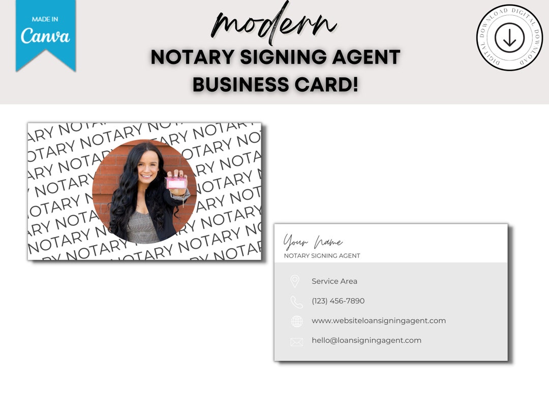 Notary Business Card Signing Agent Business Card Notary - Etsy