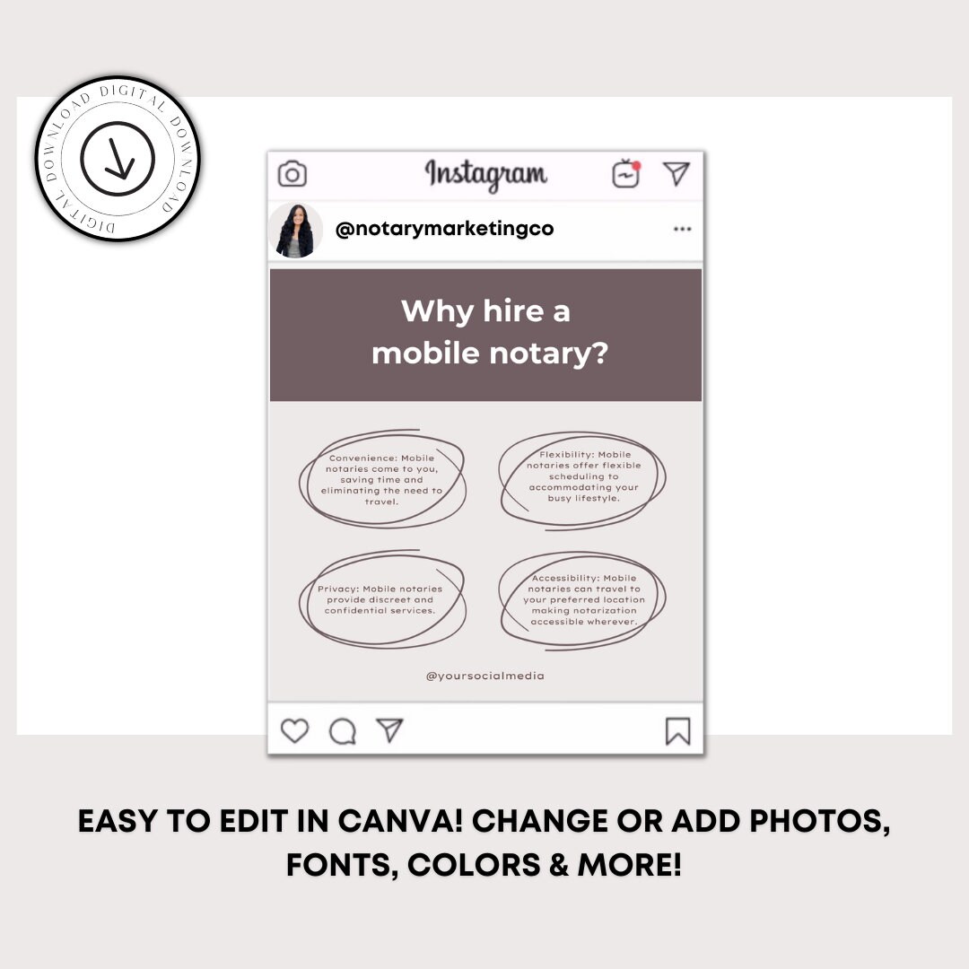15 Notary Social Media Posts & Captions | Mobile Notary Insta Posts ...