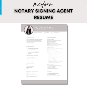 Notary Resume Signing Agent Resume Loan Signing Resume - Etsy