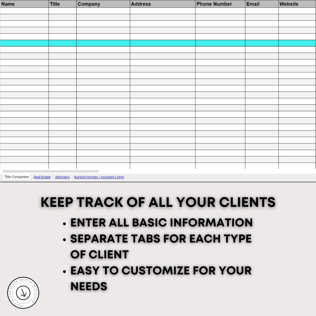 Notary Clients Spreadsheet | Spreadsheet to Track Notary Clients ...