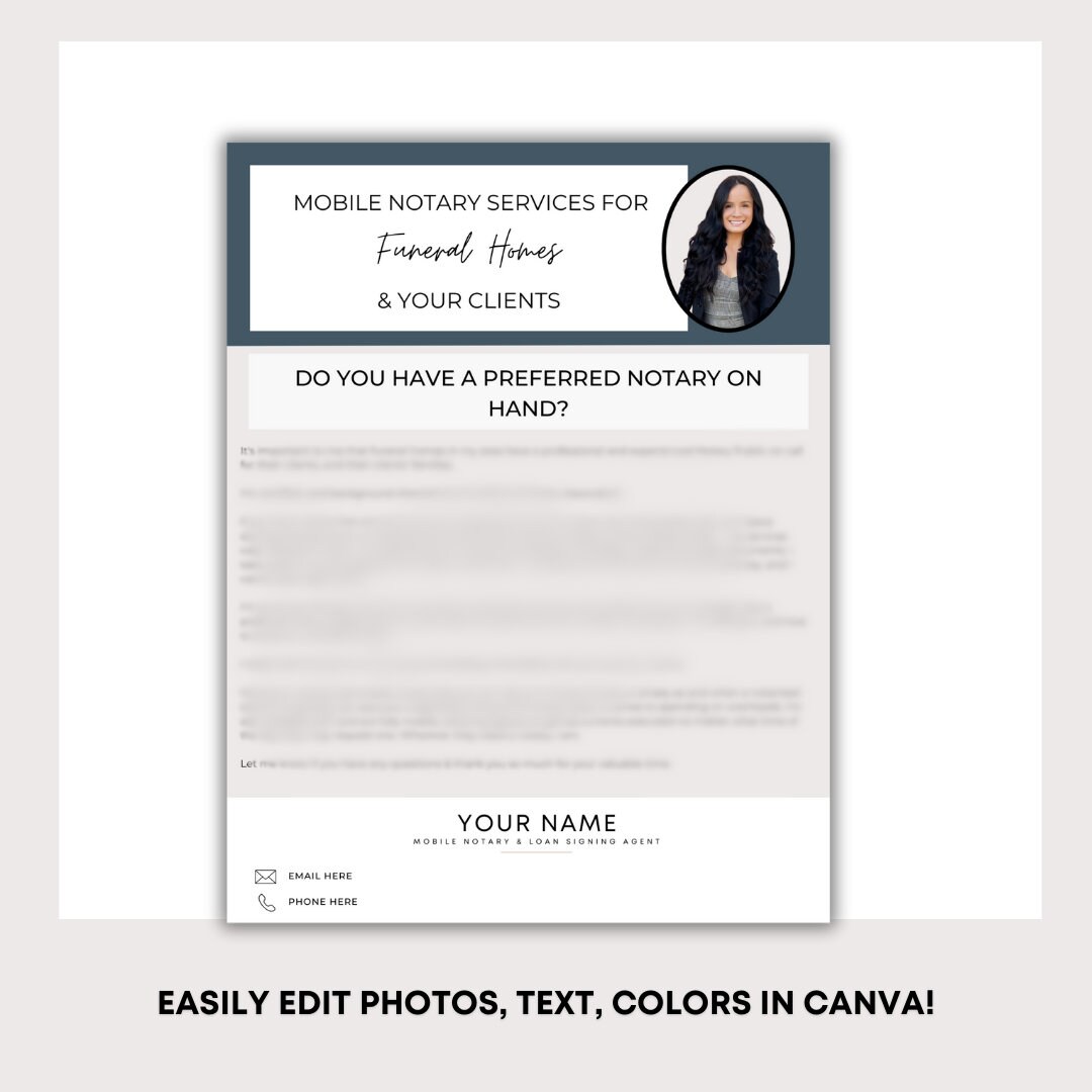 Notary Marketing Flyer for Funeral Homes | Loan Signing Agent | Notary ...