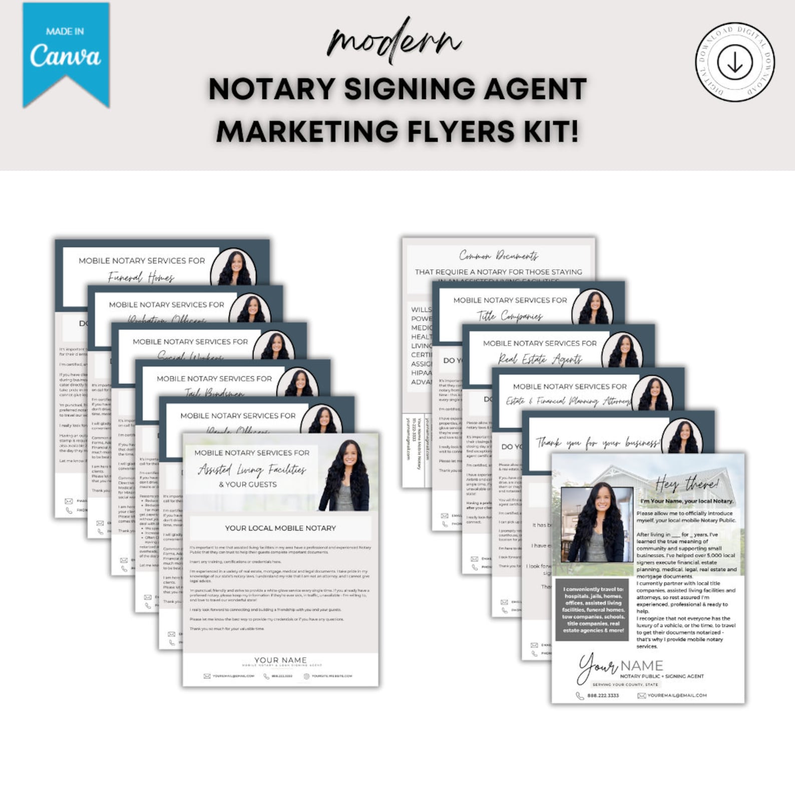 Notary Marketing Kit 12 Notary Flyers Signing Agent Marketing Kit ...