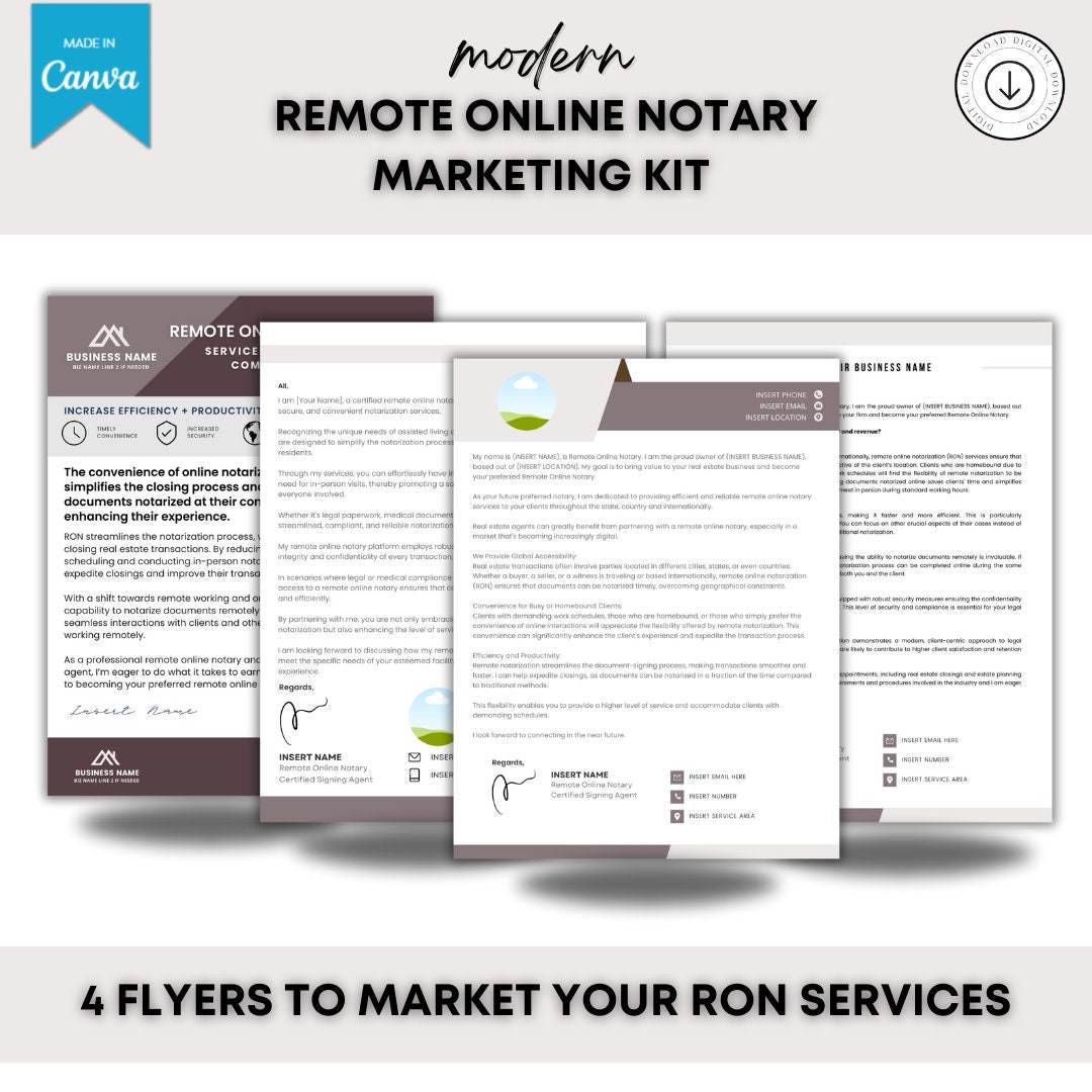 RON Marketing Kit | Remote Online Notary Marketing Kit | RON Flyer ...