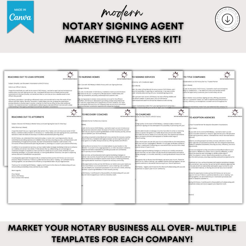 Notary Marketing Kit | 30 Notary Flyers | 30 Templates | Signing Agent ...