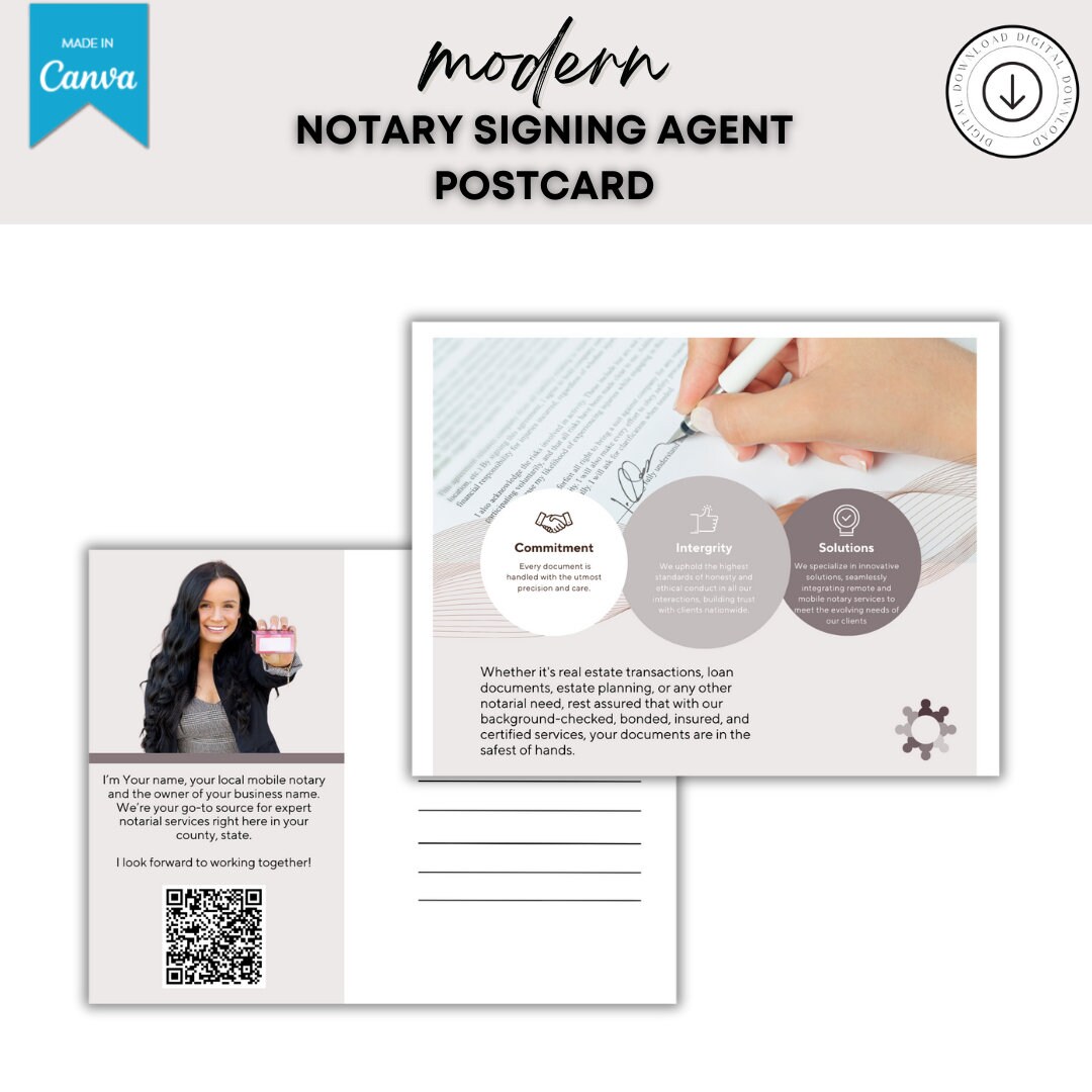 Notary Postcard | Signing Agent Postcard | Notary Postcard | Notary ...