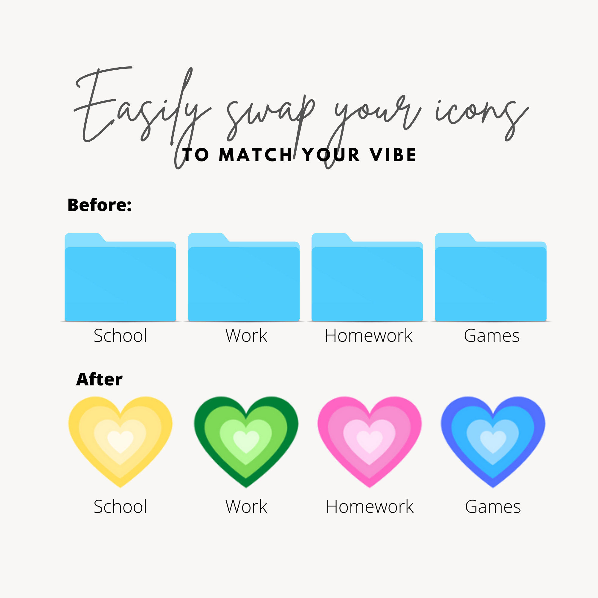 10 Y2K Heart Inspired Desktop Icon Folders Set for Mac and Windows ...