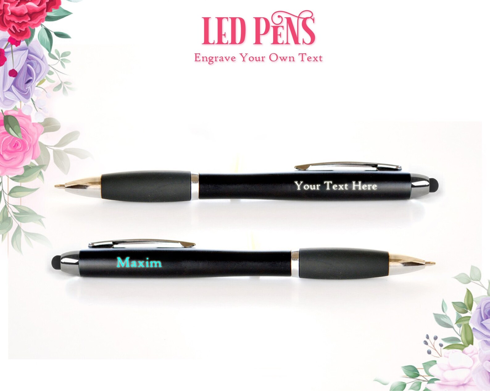 Personalized LED Pen Customized LED Pens With Stylus Custom - Etsy