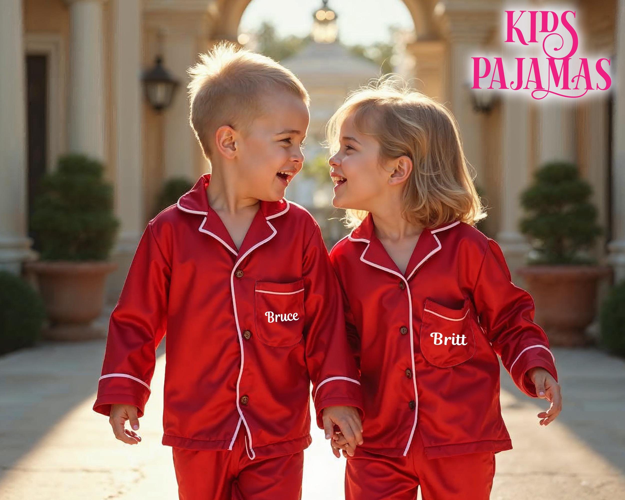 Personalized Kids Long Pajamas Set Birthday Party Pjs Flower Girl Long ...