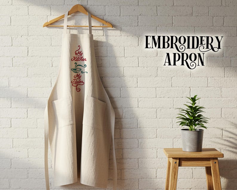 Personalized Rayon Embroidery Apron – Custom Name Apron Soft Rayon Gift ...