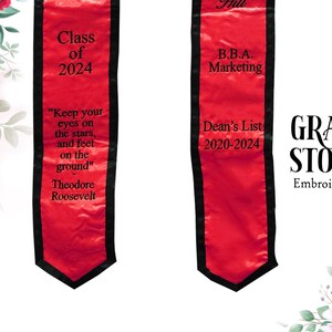 Embroidery Graduation Stole Sash | Personalized Graduation Stole ...