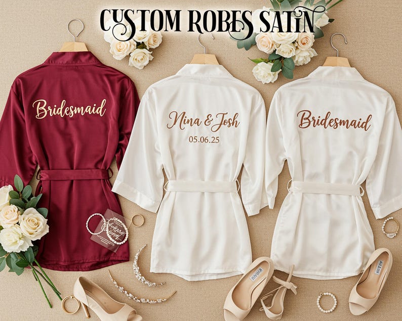 Bride and Bridesmaid Robes Maid of Honor Robes Hen Party Robes Bridal ...