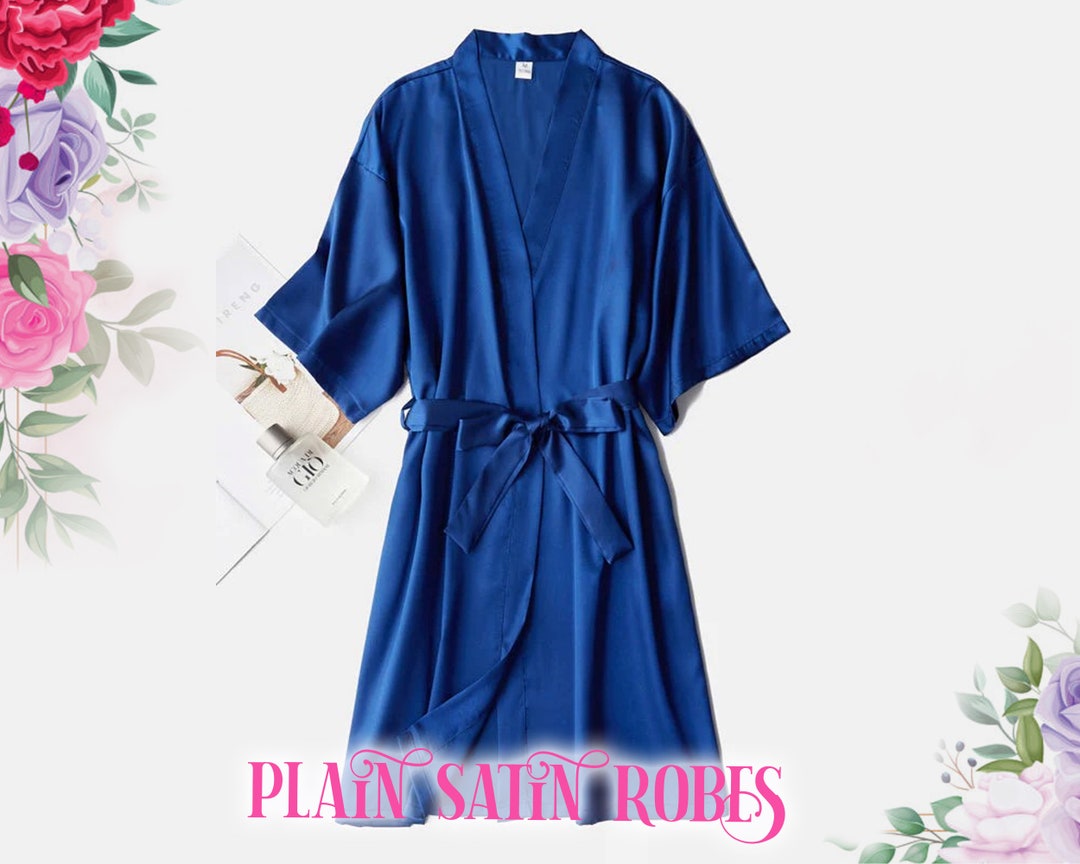 Plain Solid Satin Robe Blank Wedding Robe Plain Robe Bride to Be Robe ...