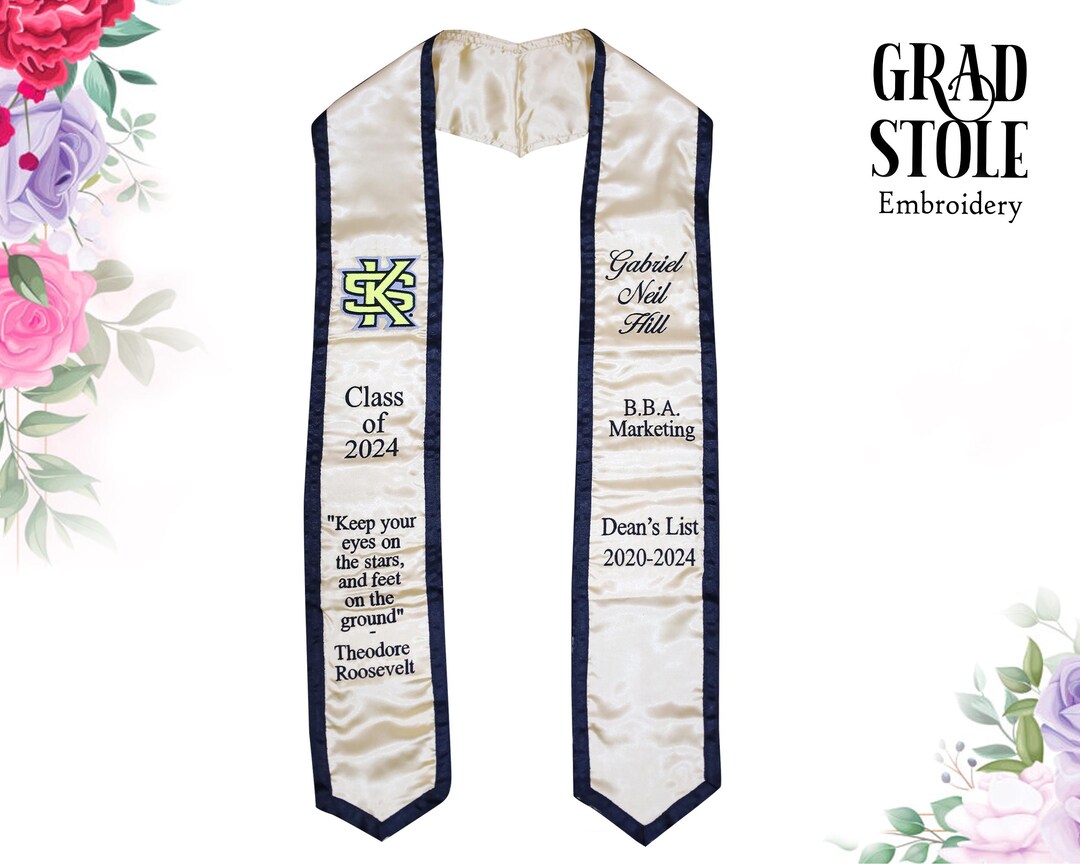 Embroidery Graduation Stole Sash | Personalized Graduation Stole ...