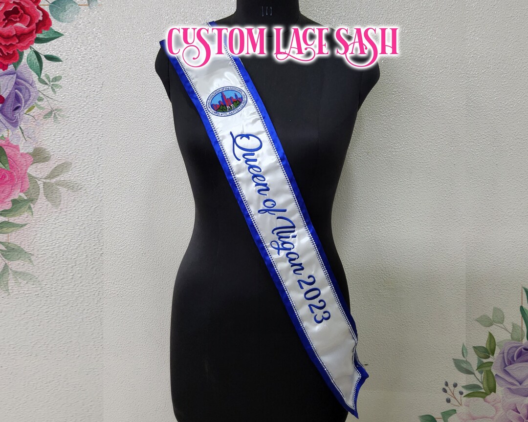 Custom Lace Sash Personalized Sash Customize Sash Embroidery Border ...