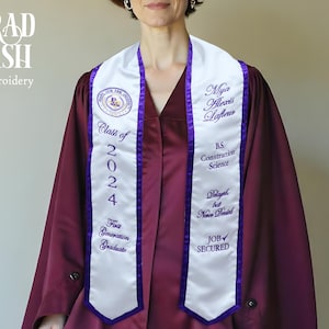 Custom Text Stole | Pageant Sash | Graduation Sash | Embroidery ...