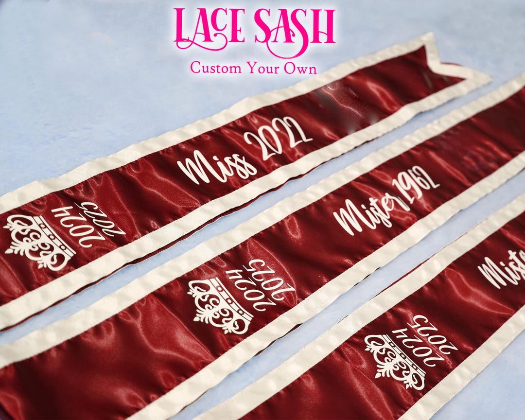 Custom Boarder Lace Sash Birthday Party Lace Sash Personalized Lace ...