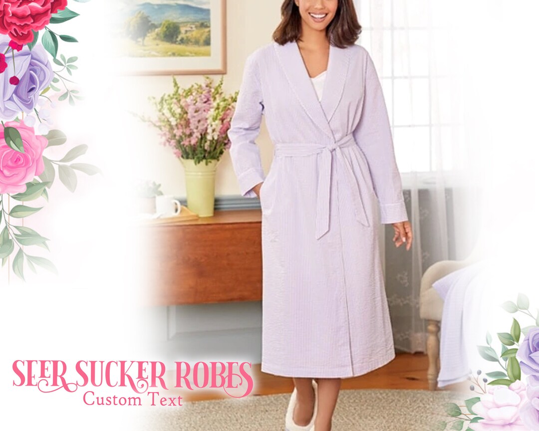 Personalized Seersucker Robe,monogram Seerscuker Robe,bridesmaid Robe ...