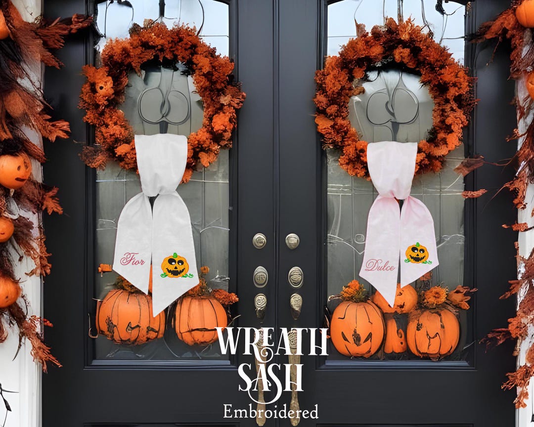 Personalized Halloween Wreath Sash Home Decor Embroidery Wreath Sash ...