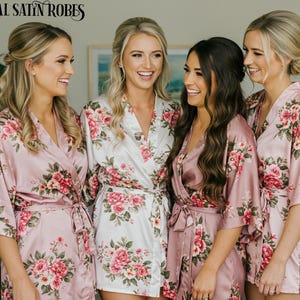 Luxurious Floral Satin Robes for Bridesmaid - Bridesmaid Proposal ...