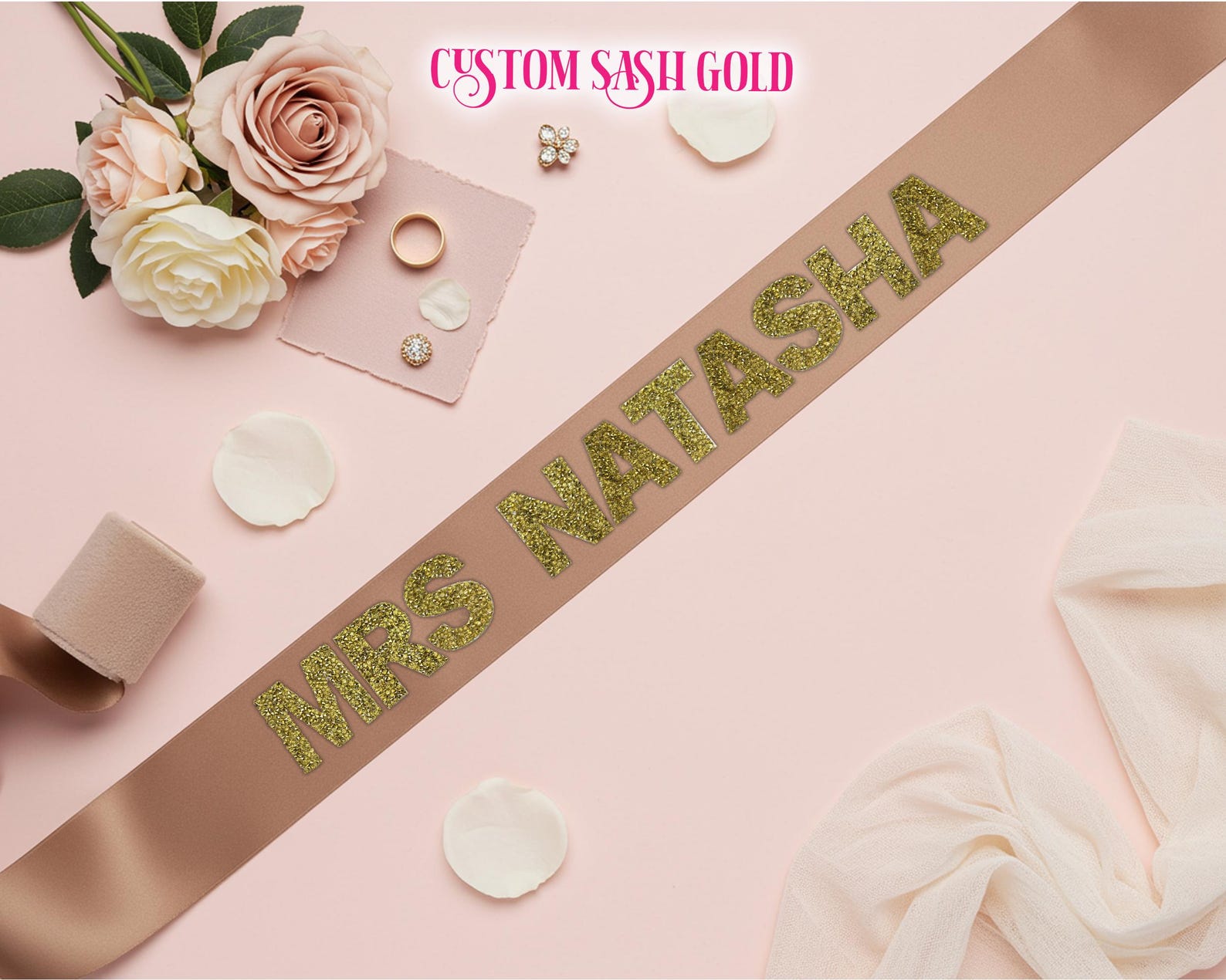 Customized With Gold Letter Sash Custom Birthday Sash Bachelorette ...