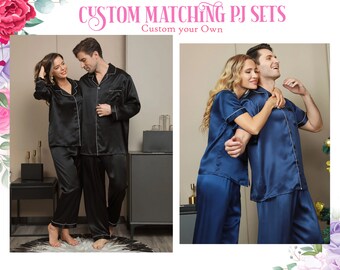 Satin Couple Matching Pajamas - Etsy