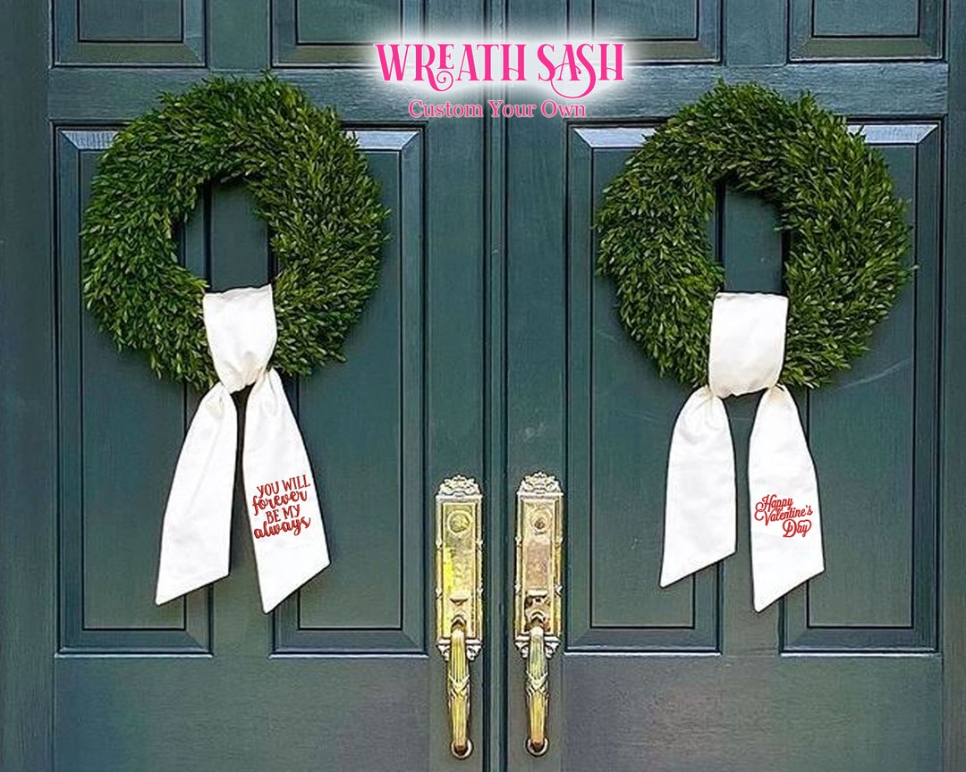 Valentine Wreath Sash, Custom Embroidered Wreath Sash, Door Hanger ...