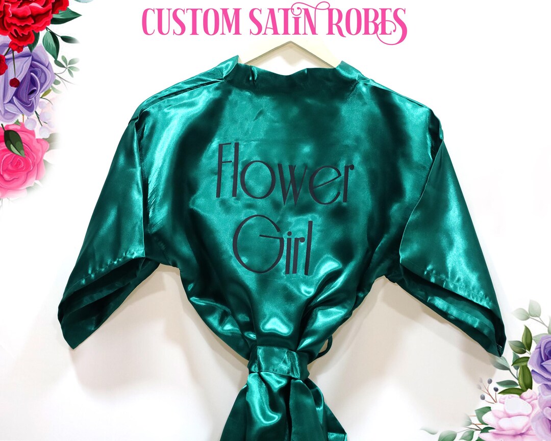 Flower Girl Satin Robe Kids Robe Kimono Robes Bridal Robe Personalized ...