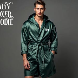 Hooded Satin Robes With Boxer, Personalized Men's Robes, Groomsmen ...