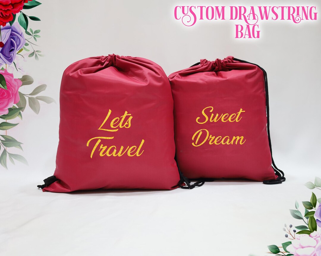 Personalized Name Drawstring Bag Customize Drawstring Custom Gym Drawstring Bag Bridal Party ...