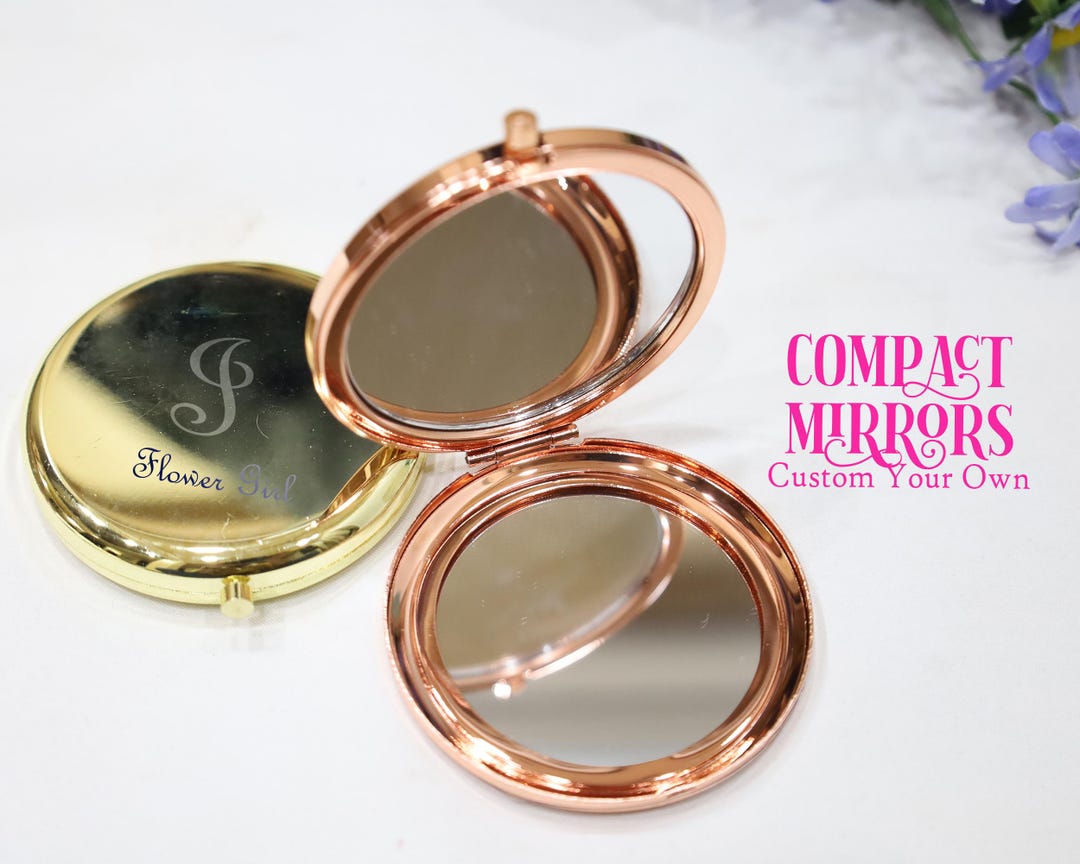 Custom Laser Engraved Compact Mirror Folding Portable Pocket Makeup ...