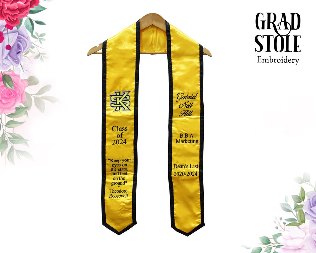 Personalized Graduation Stole | Embroidery Graduation Stole Sash ...