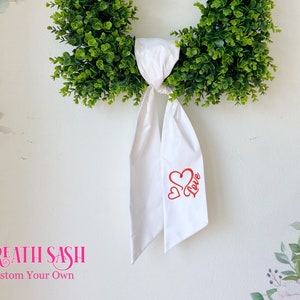 Valentine Wreath Sash, Custom Embroidered Wreath Sash, Door Hanger ...