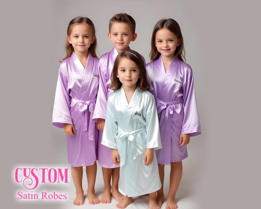 Personalized Satin Kids Robe Custom Kimono Robes Bridal Robe Robe ...