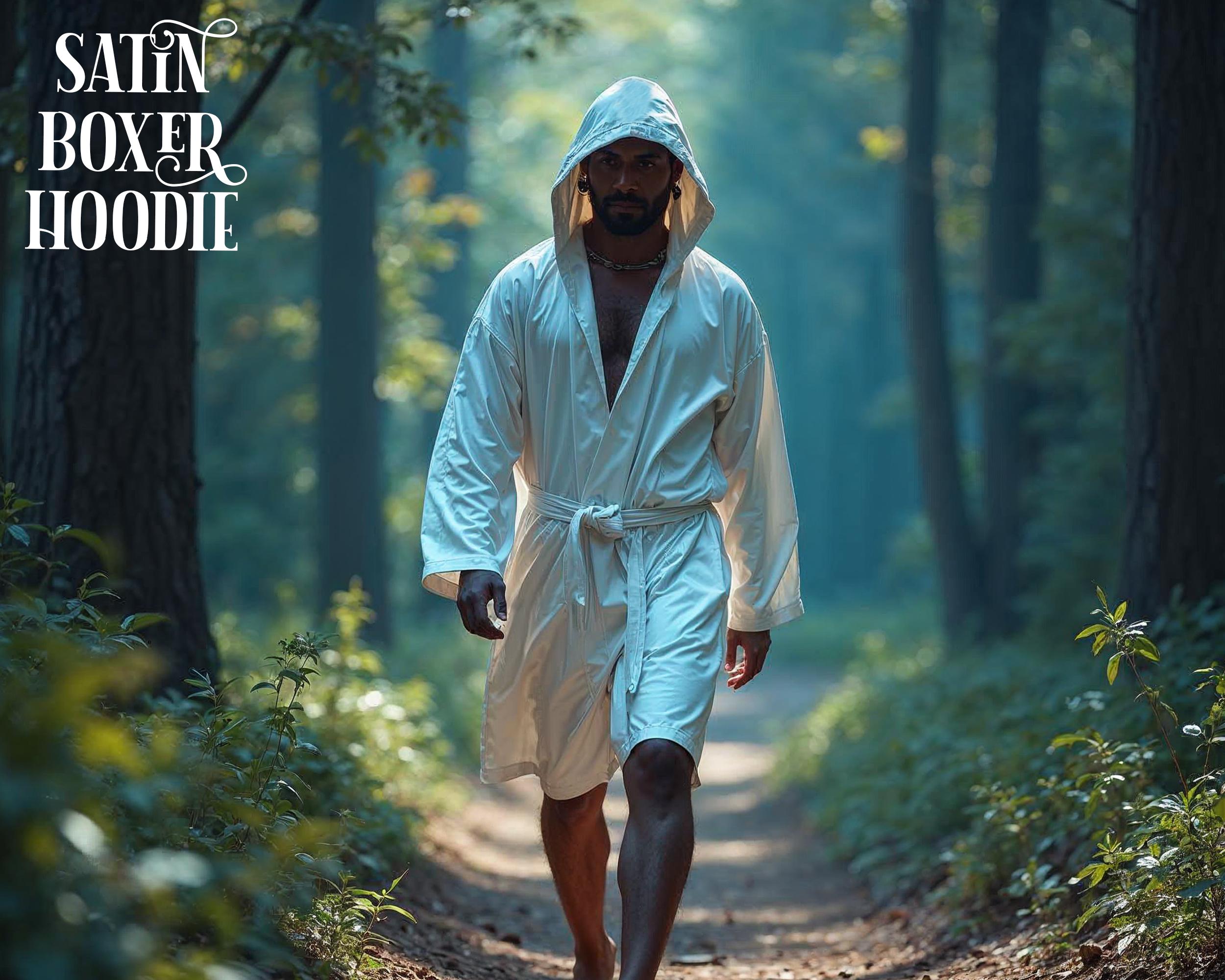 Hooded Satin Robes With Boxer, Personalized Men's Robes, Groomsmen ...
