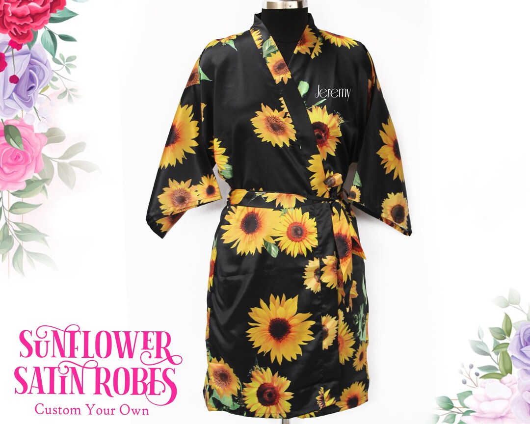 Custom Sunflower Robes Kids Robe Kimono Robes Bridal Robe Personalized ...