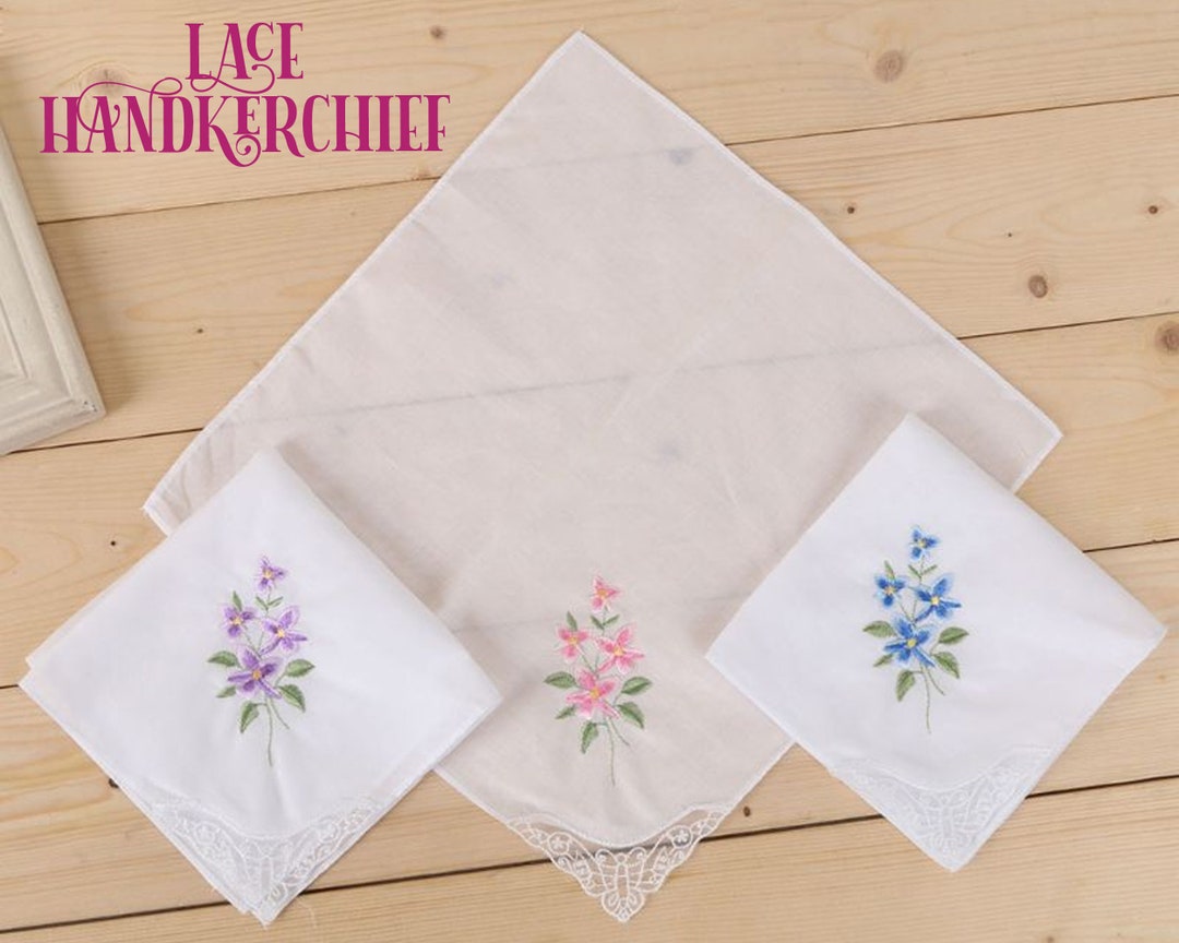 Custom Lace Embroidery Hanky,bridesmaid Handkerchiefs,personalized ...