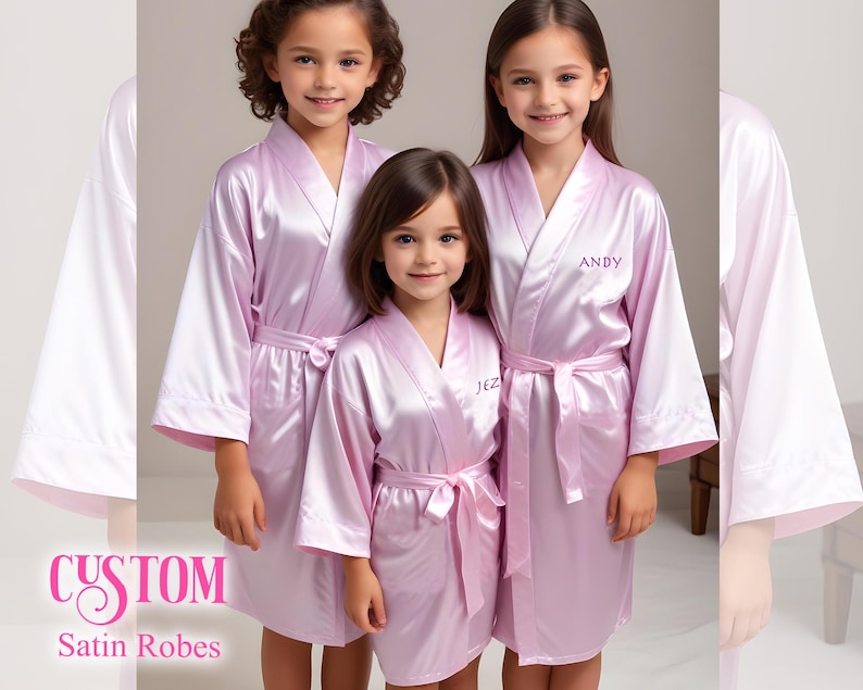 Custom Kids Robe Free Xmas Hat Kimono Robes Bridal Robe Customized ...