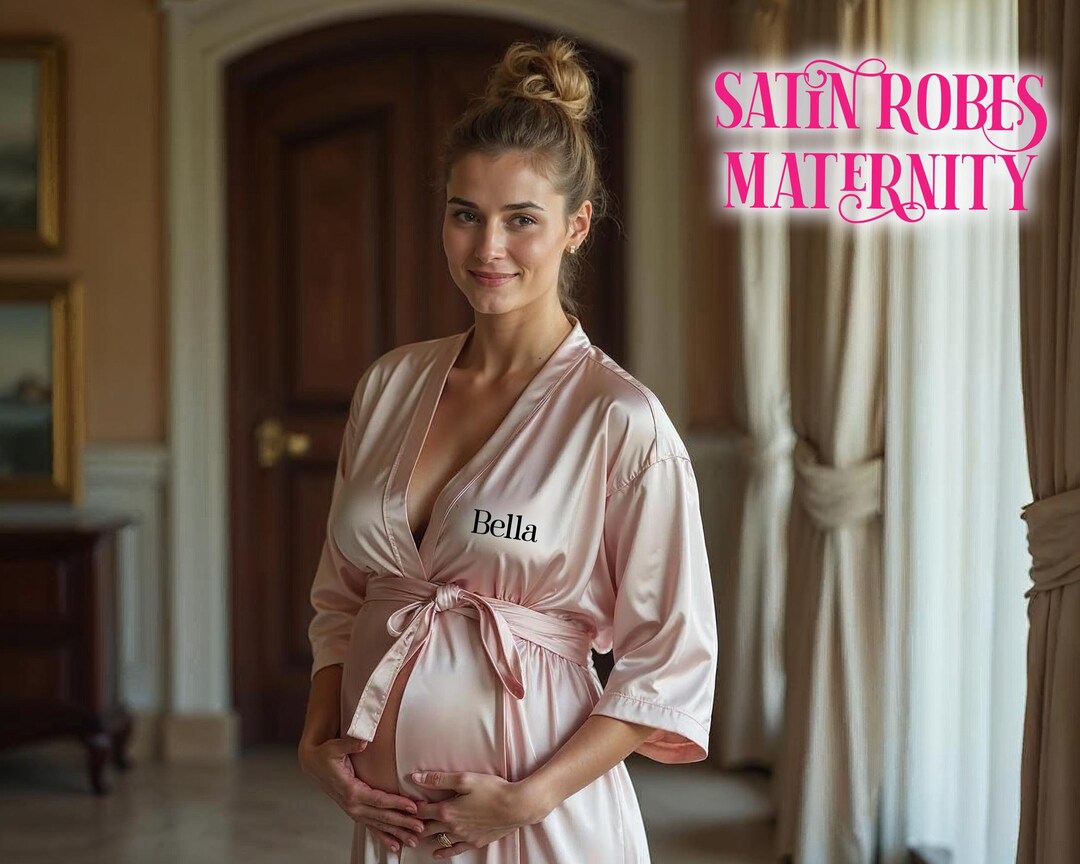 Customize Satin Maternity Robe | Pregnancy & Nursing Robe | Bridal and ...
