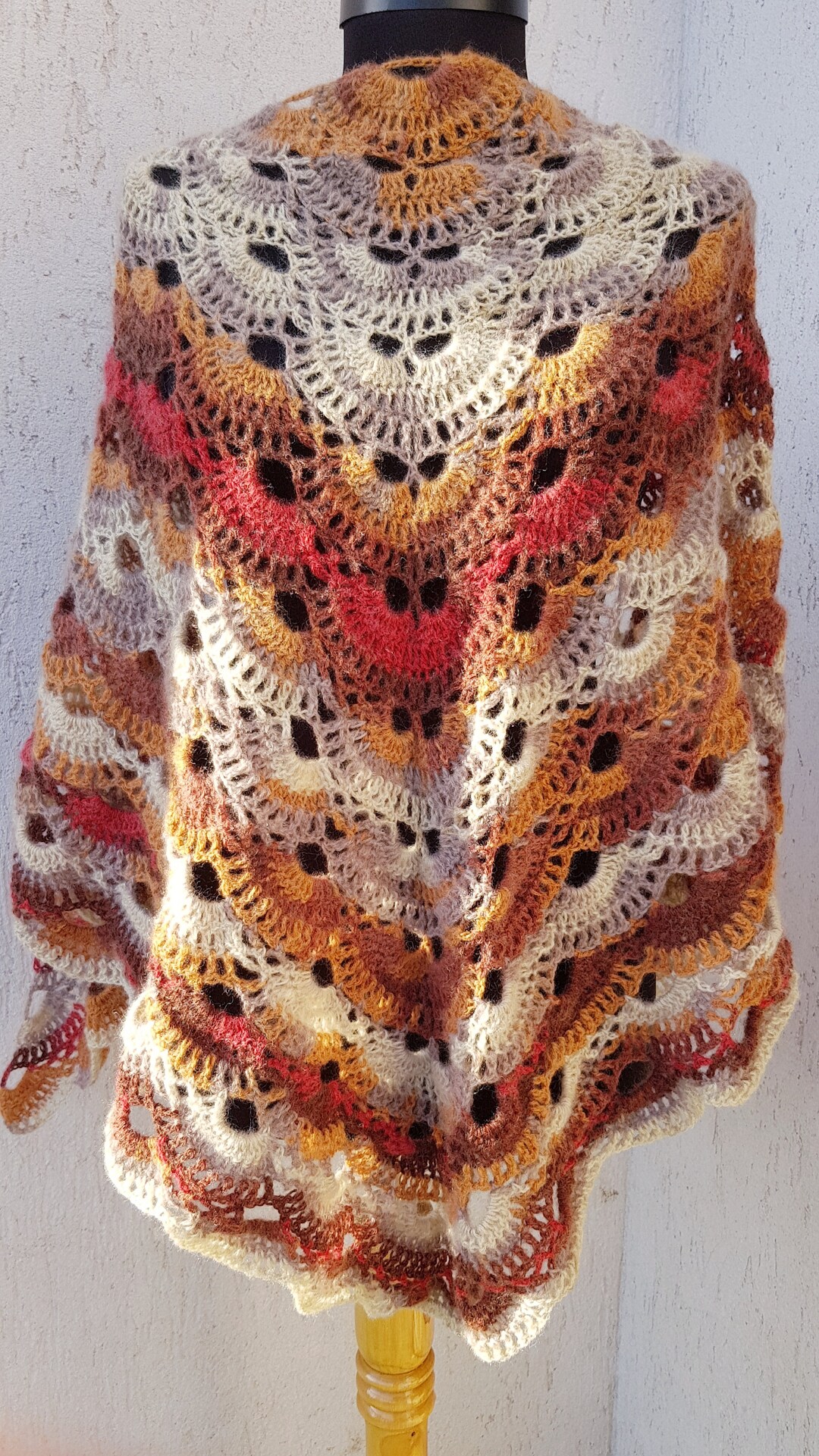 Crocheted Virus Shawl, Triangle Scarf, Handmade Women Accessories, Gift ...