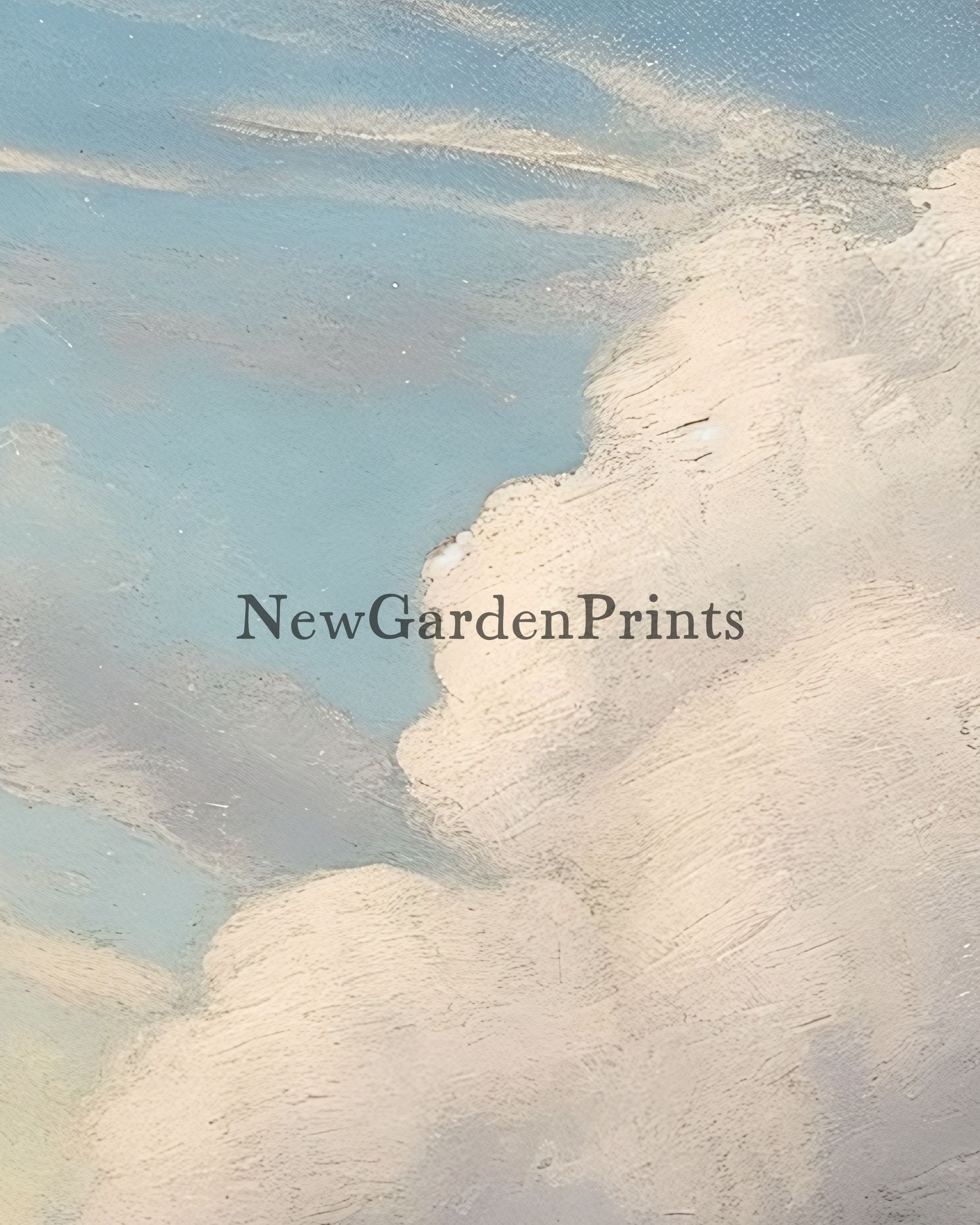 Cloudy Sky Painting Prints, Landscape Vintage Wall Art Print, Printable ...