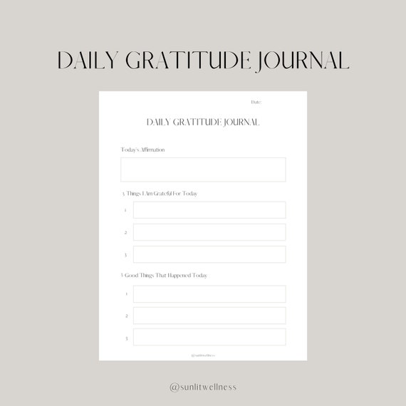 Daily Gratitude Journal Printable Gratitude Journal | Etsy