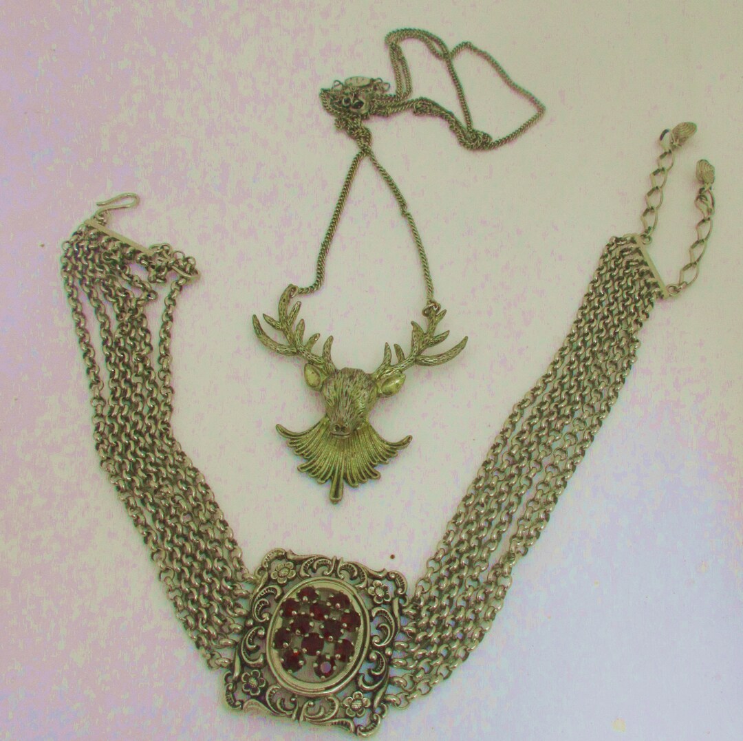 Traditional Jewelry Goiter Necklace Vintage Necklace With Deer Pendant ...