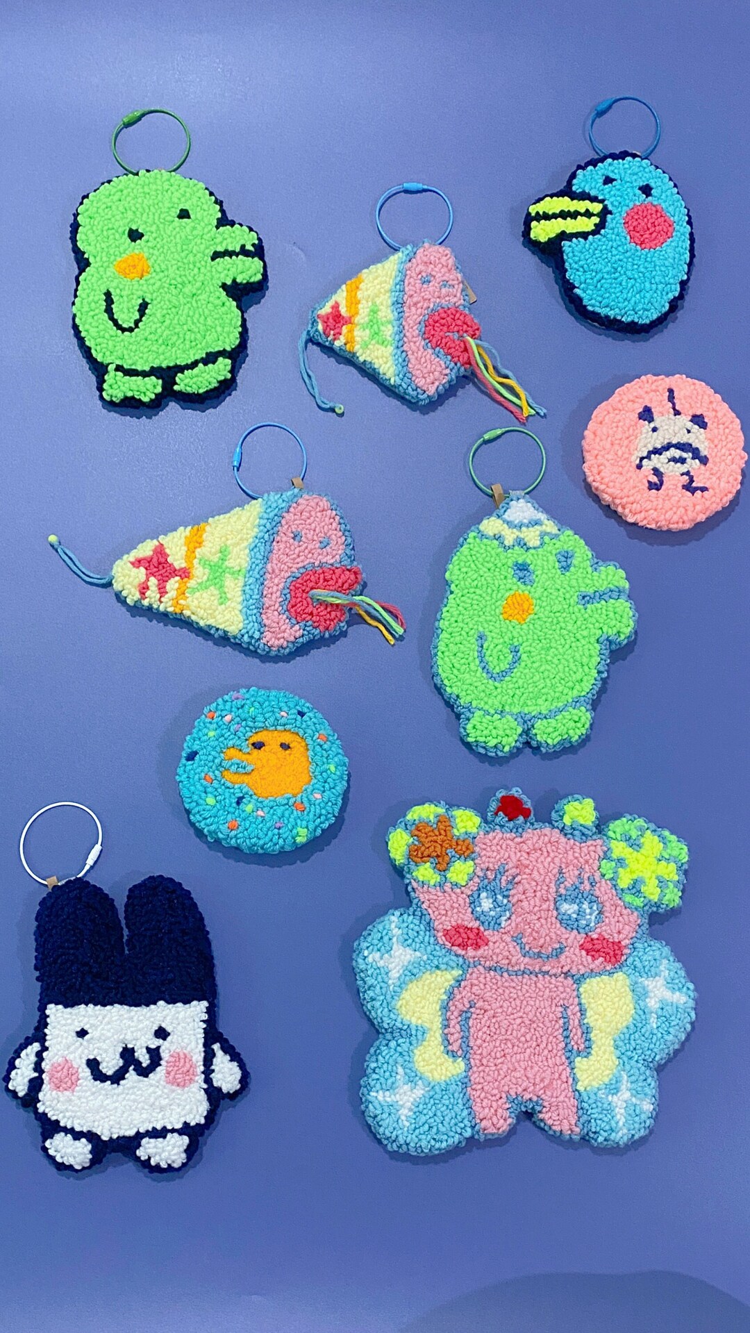Tamagotchi Keychain, Acessories, Punch Needle, Mini Rug, Wall Hanging ...