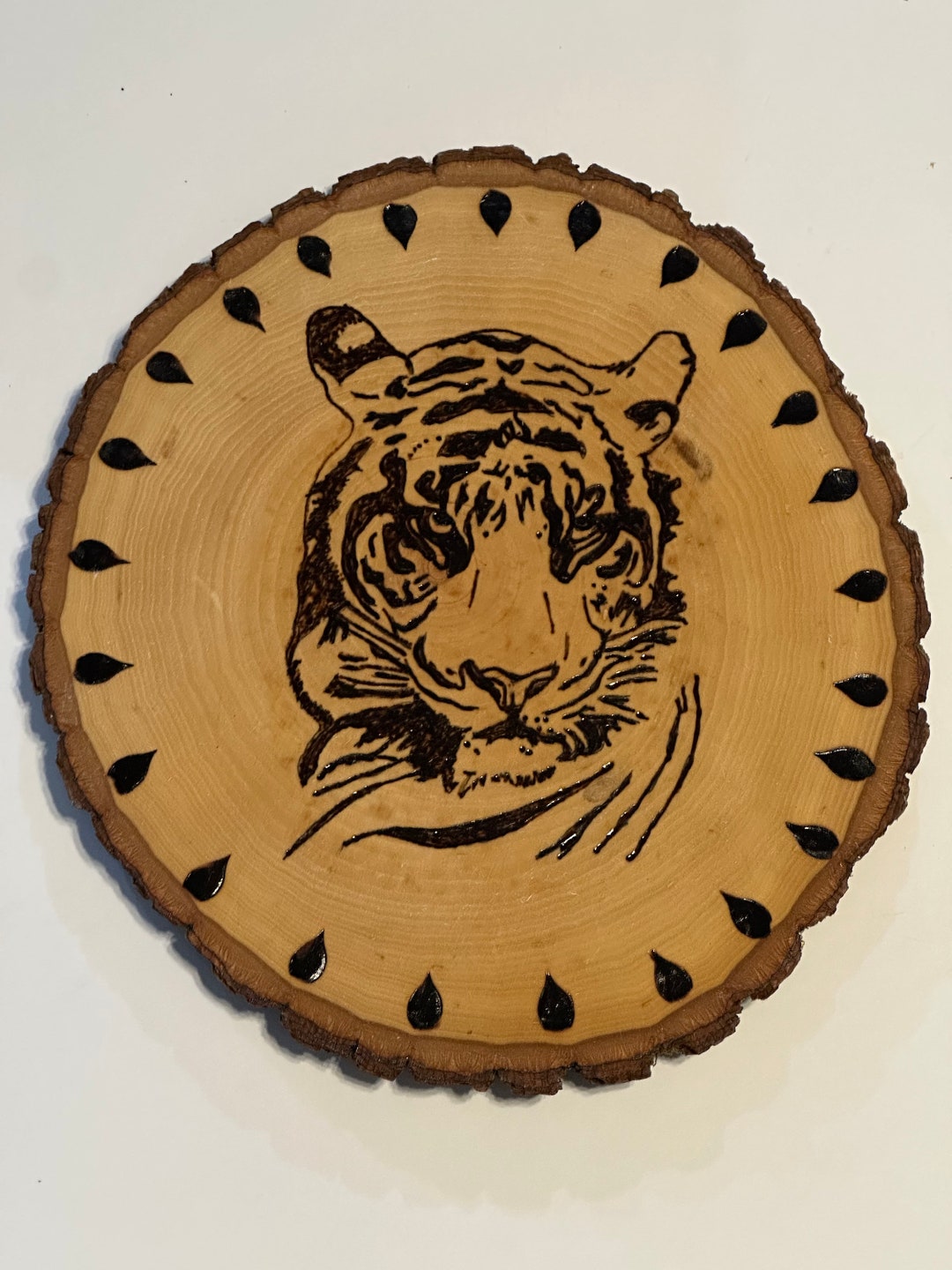 Wood Plaque Tiger With Teardrop Border Hand Crafted Wood - Etsy