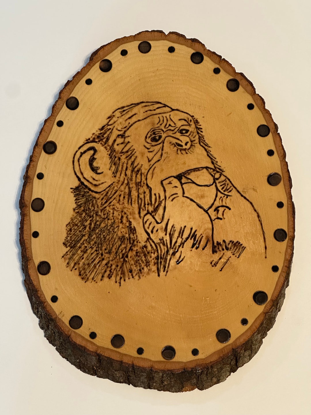 Wood Plaque Monkey Sticking Out Tongue Hand Crafted Wood Burning - Etsy