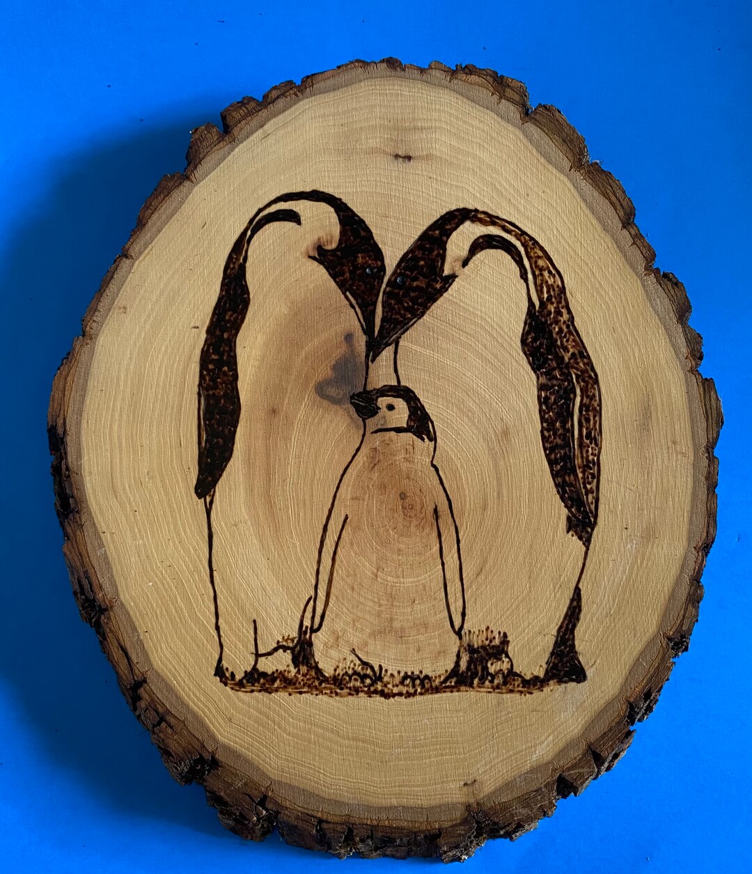 Wood Plaque Penguins Hand Crafted Wood Burning - Etsy