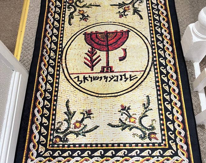 Menorah Mosaic Ancient Hebrew Jewish Prayer Mat/rug 80cm X 120 Cm - Etsy