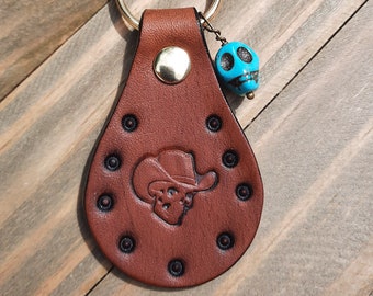 Western Cowboy Leather Key Fob / Keychain - Etsy
